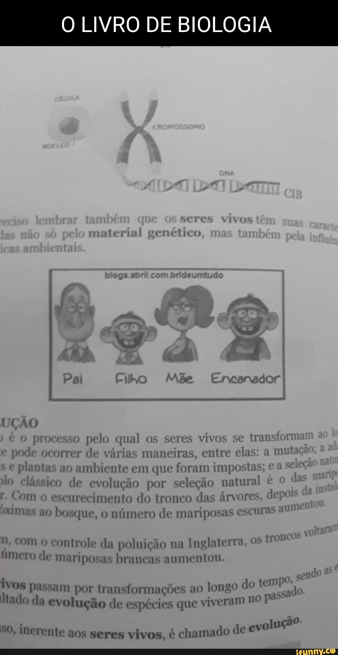 O LIVRO DE BIOLOGIA processo pelo qual os seres vivos se transiio! e ...