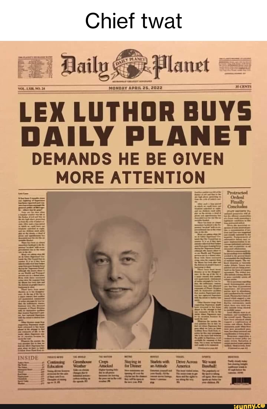 Chief twat MOWOAY 28.20 LEX LEX LUTHOR BUYS DAILY PLANET DEMANDS HE BE ...