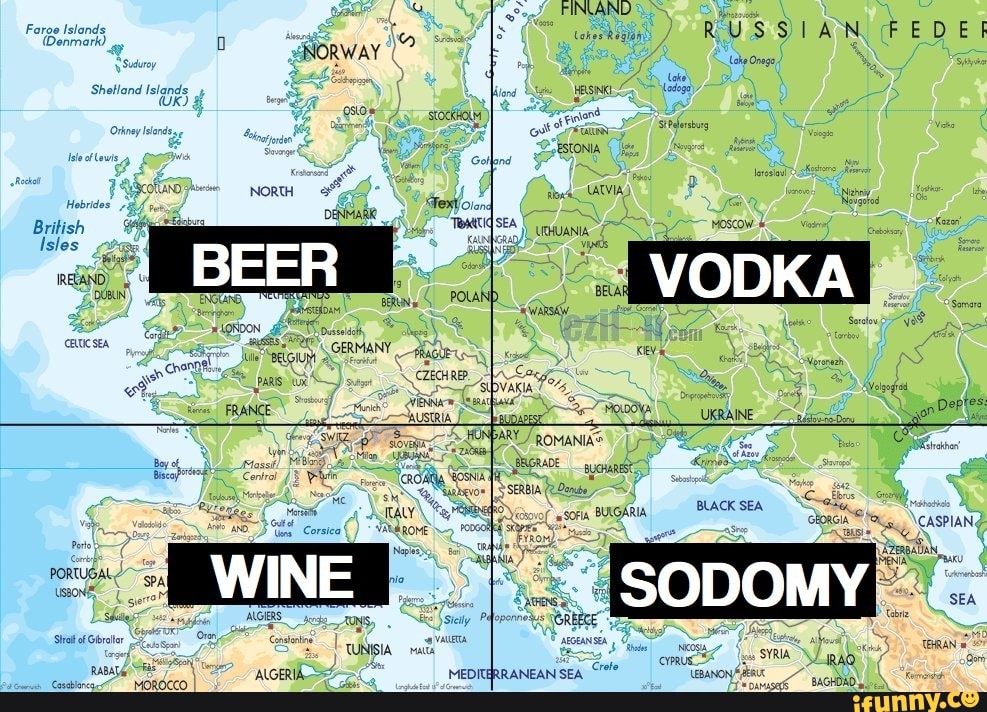 Alcohol map of Europe flipped. : r/PoliticalCompassMemes