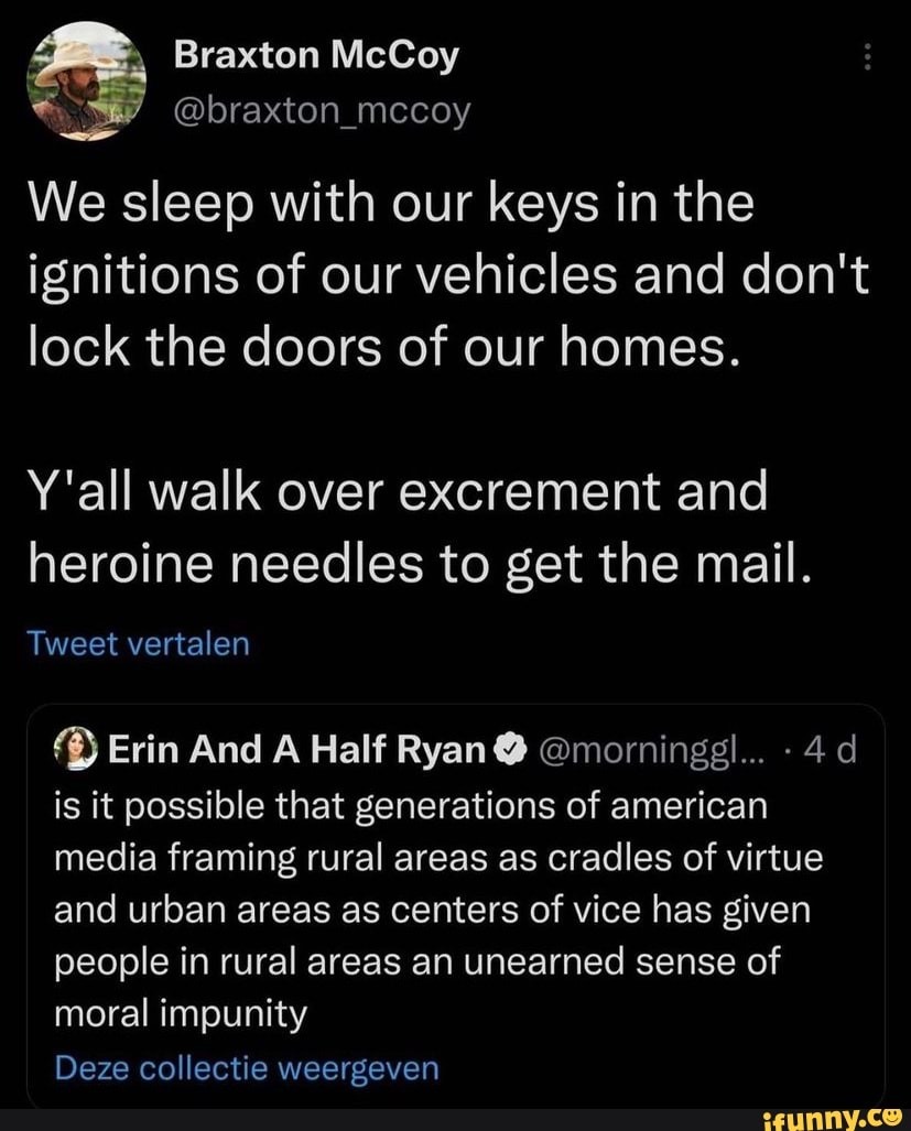 Braxton McCoy @braxton_mecoy We sleep with our keys in the ignitions of ...