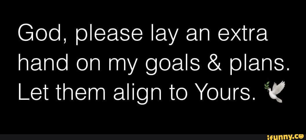 God, please lay an extra hand on my goals & plans. Let them align to ...