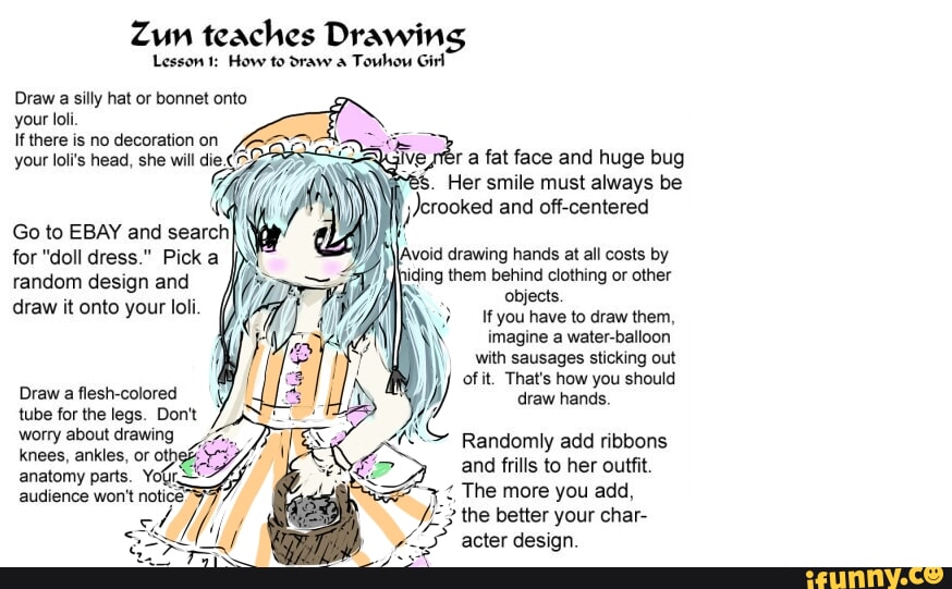 Zun teaches Drawing Lesson t: How to draw a Touhow Girl Draw a silly ...