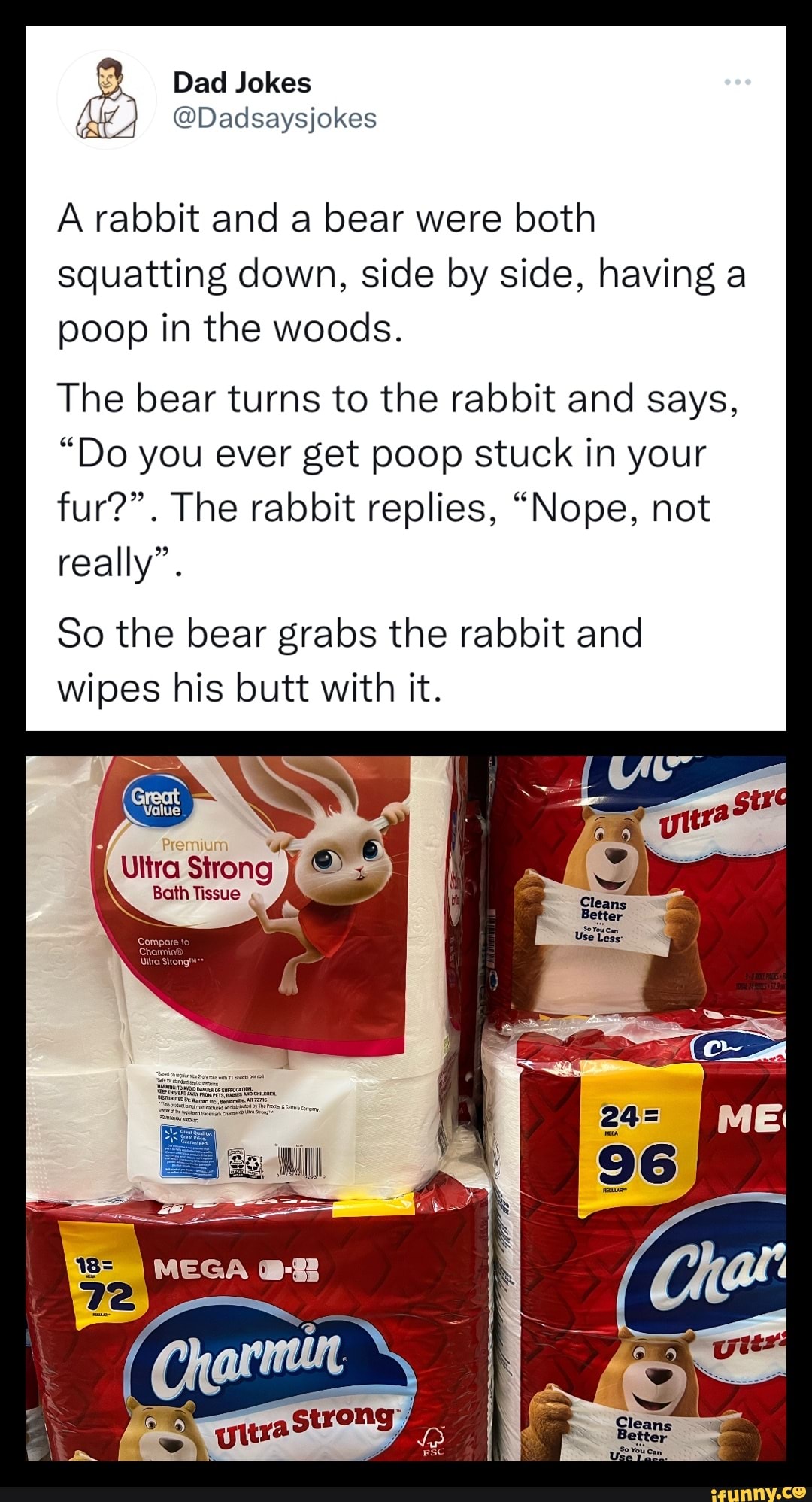 A rabbit and a bear were both squatting down, side by side, having a ...