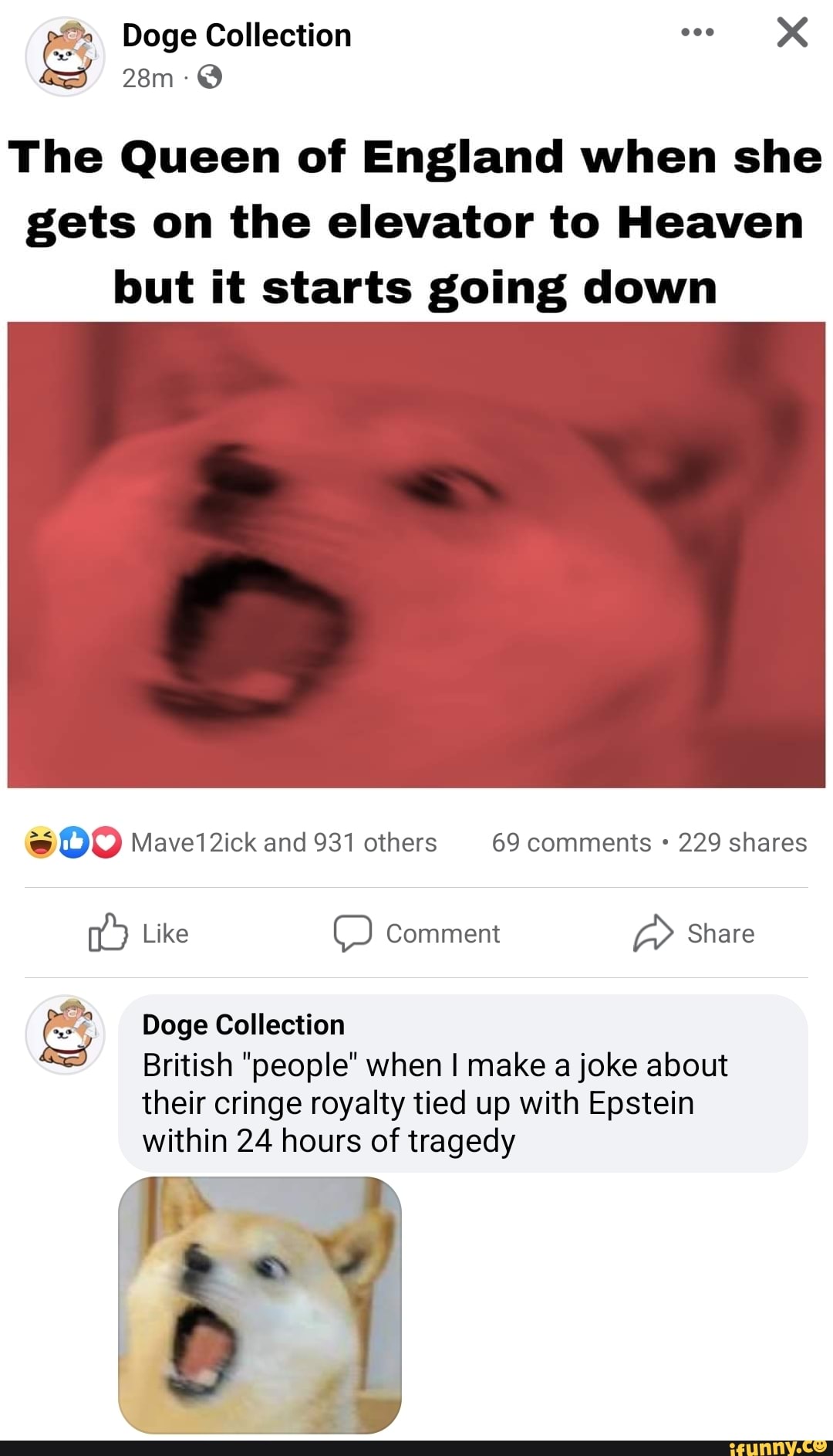 Doge Collection The Queen of England when she gets on the elevator to ...