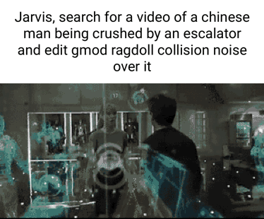 Jarvis, search for a video of a chinese man being crushed by an ...
