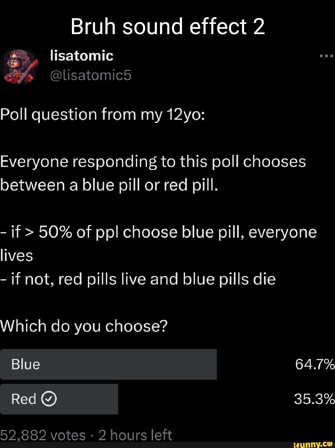 Bruh sound effect 2 Poll question from my 12yo: Everyone responding to ...