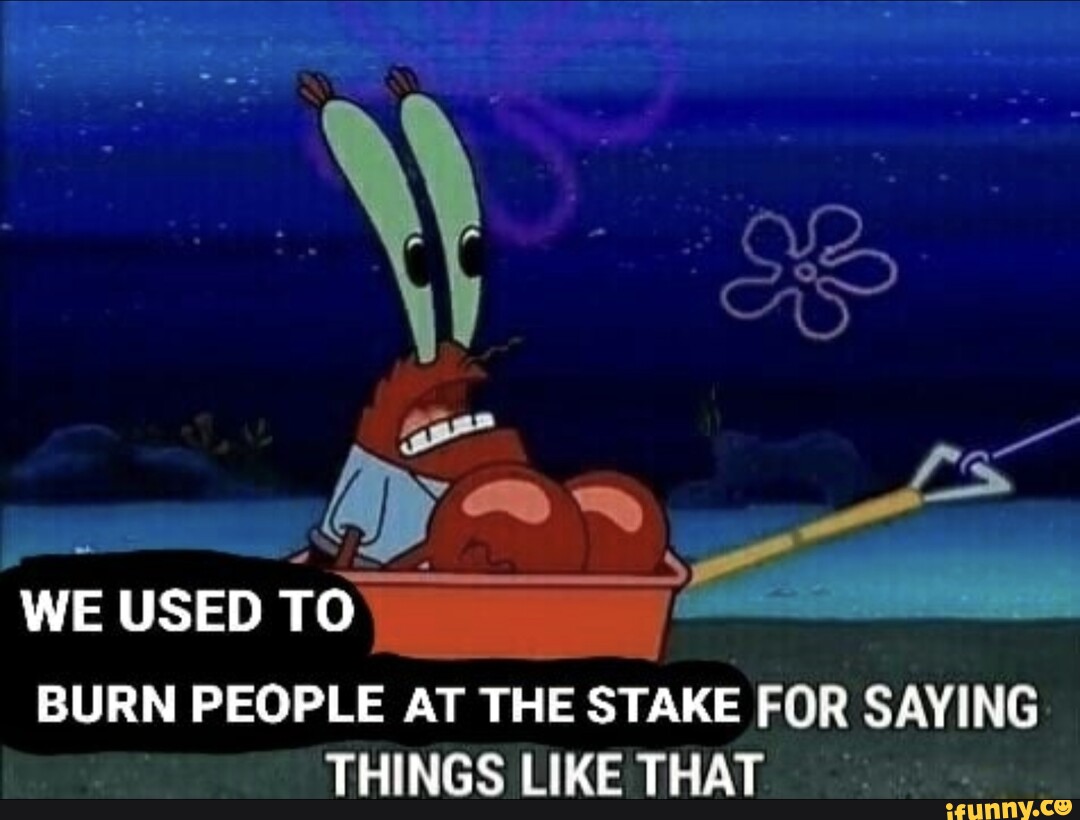 WE USED TO BURN PEOPLE AT THE STAKE FOR SAYING THINGS LIKE THAT - iFunny