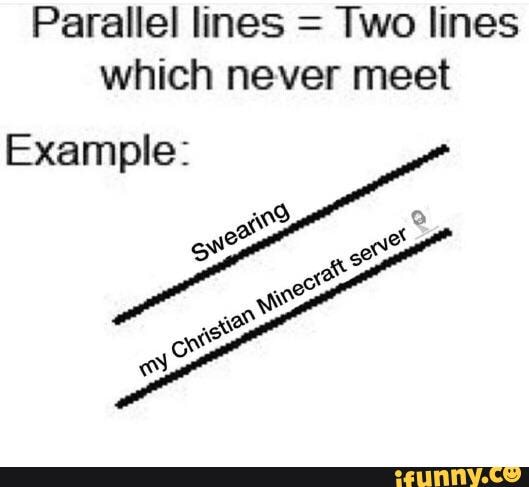Parallel lines = Two lines which never meet Example: - iFunny