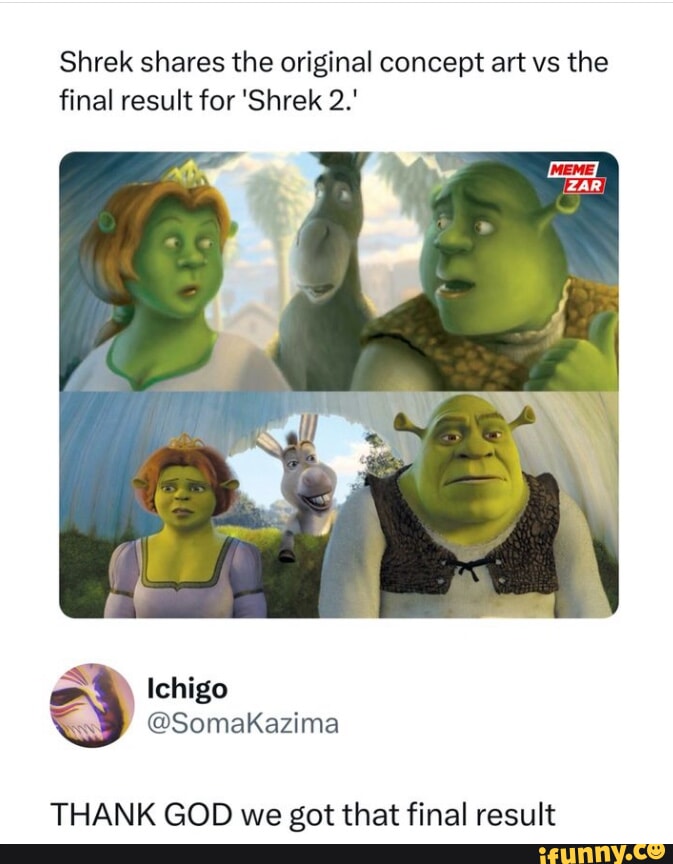Shrek shares the original concept art vs the final result for 'Shrek 2 ...