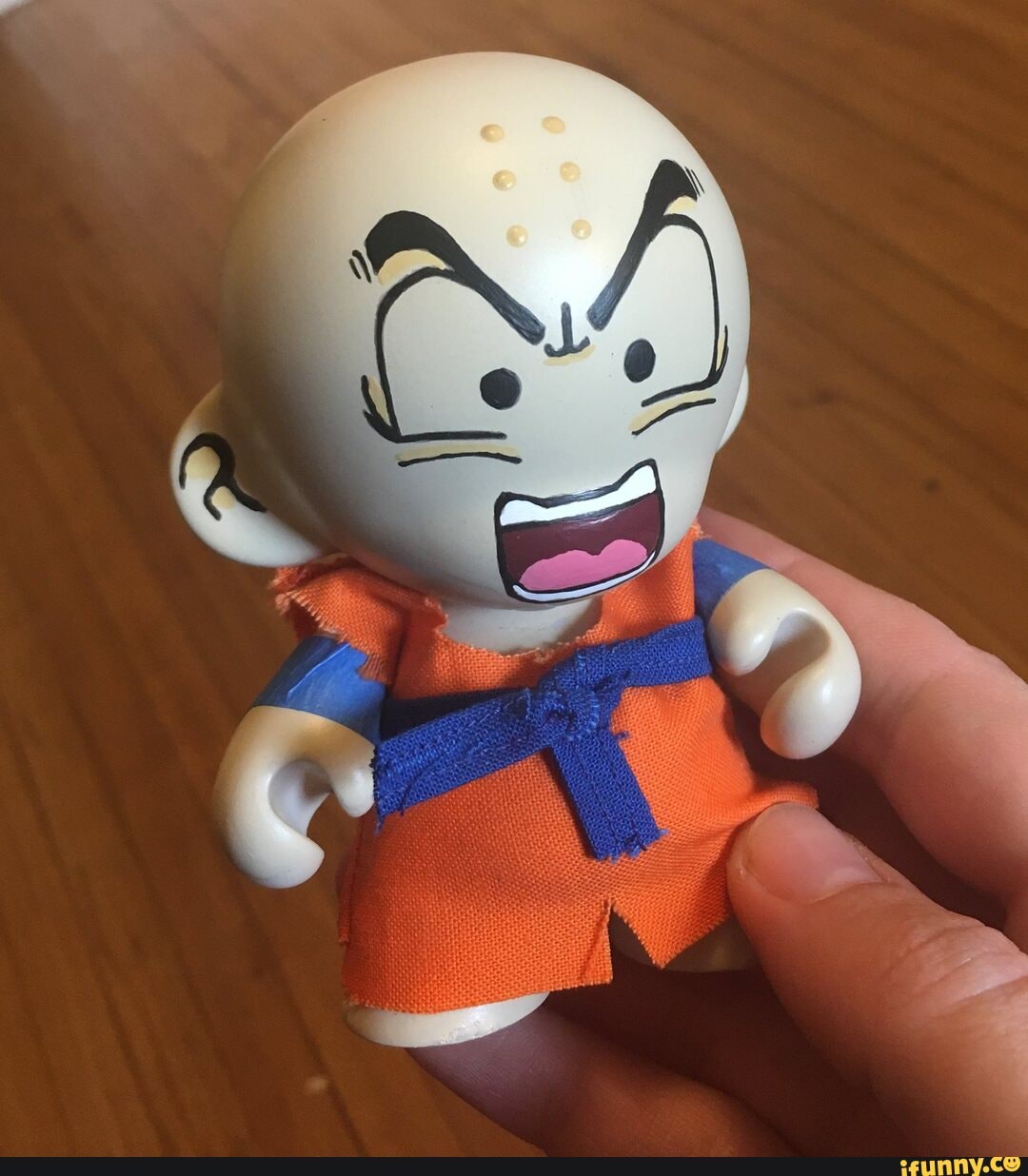 Munny doll I painted to look like Krillin. A friend made the costume ...