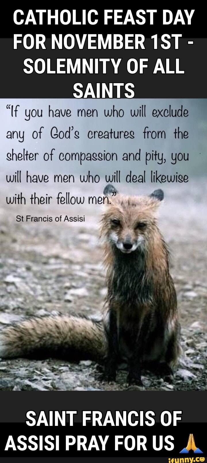 CATHOLIC FEAST DAY FOR NOVEMBER - SOLEMNITY OF ALL SAINTS "If you have ...