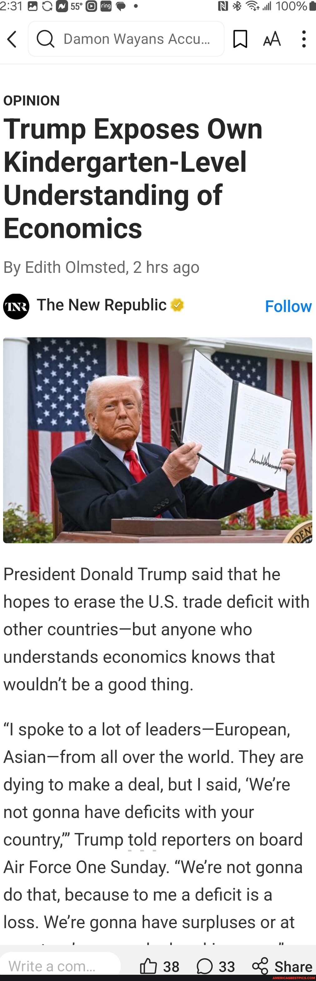 Damon Wayans Accu... I aA OPINION Trump Exposes Own Kindergarten-Level ...