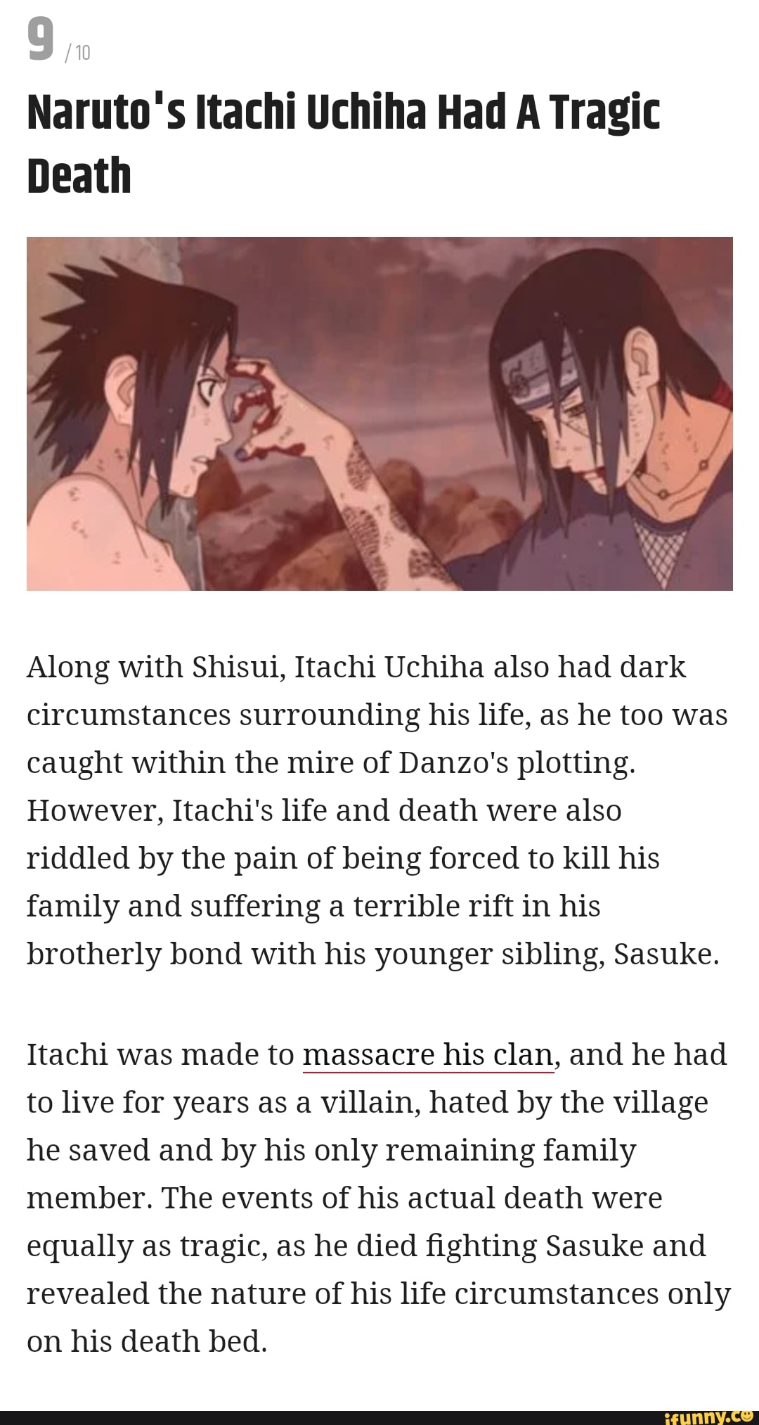 /10 Naruto's Itachi Uchiha Had A Tragic Death Along with Shisui, Itachi ...