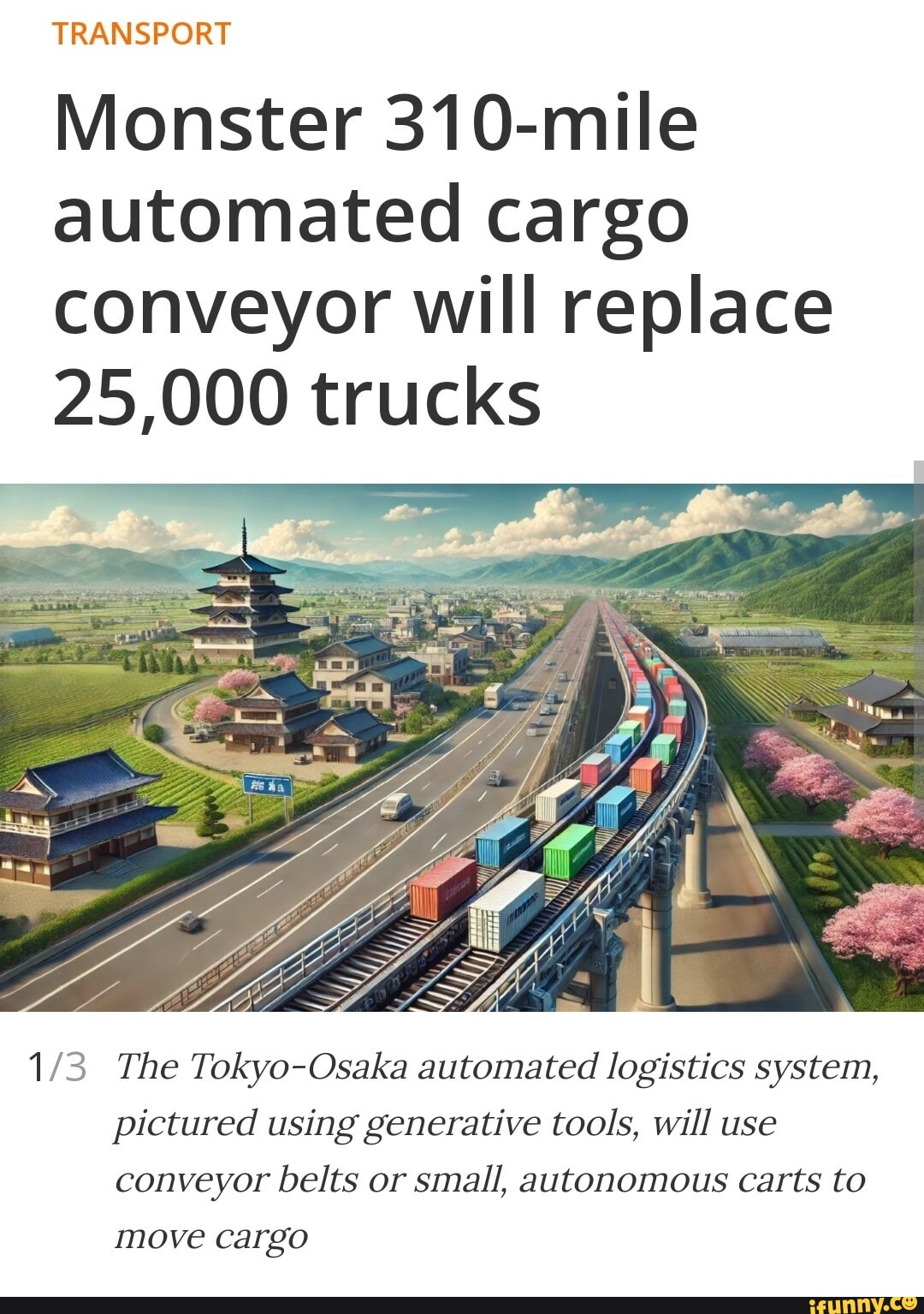 TRANSPORT Monster 310-mile automated cargo conveyor will replace 25,000 ...