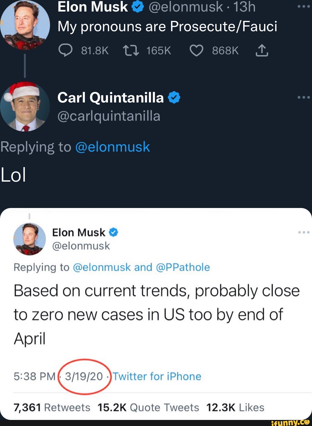 Elon Musk @ @elonmusk - My pronouns are 818k Tl 165K 868k fy Carl ...