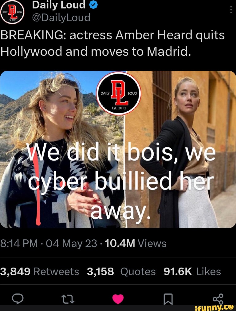 Daily Loud @ BREAKING: actress Amber Heard quits Hollywood and moves to ...