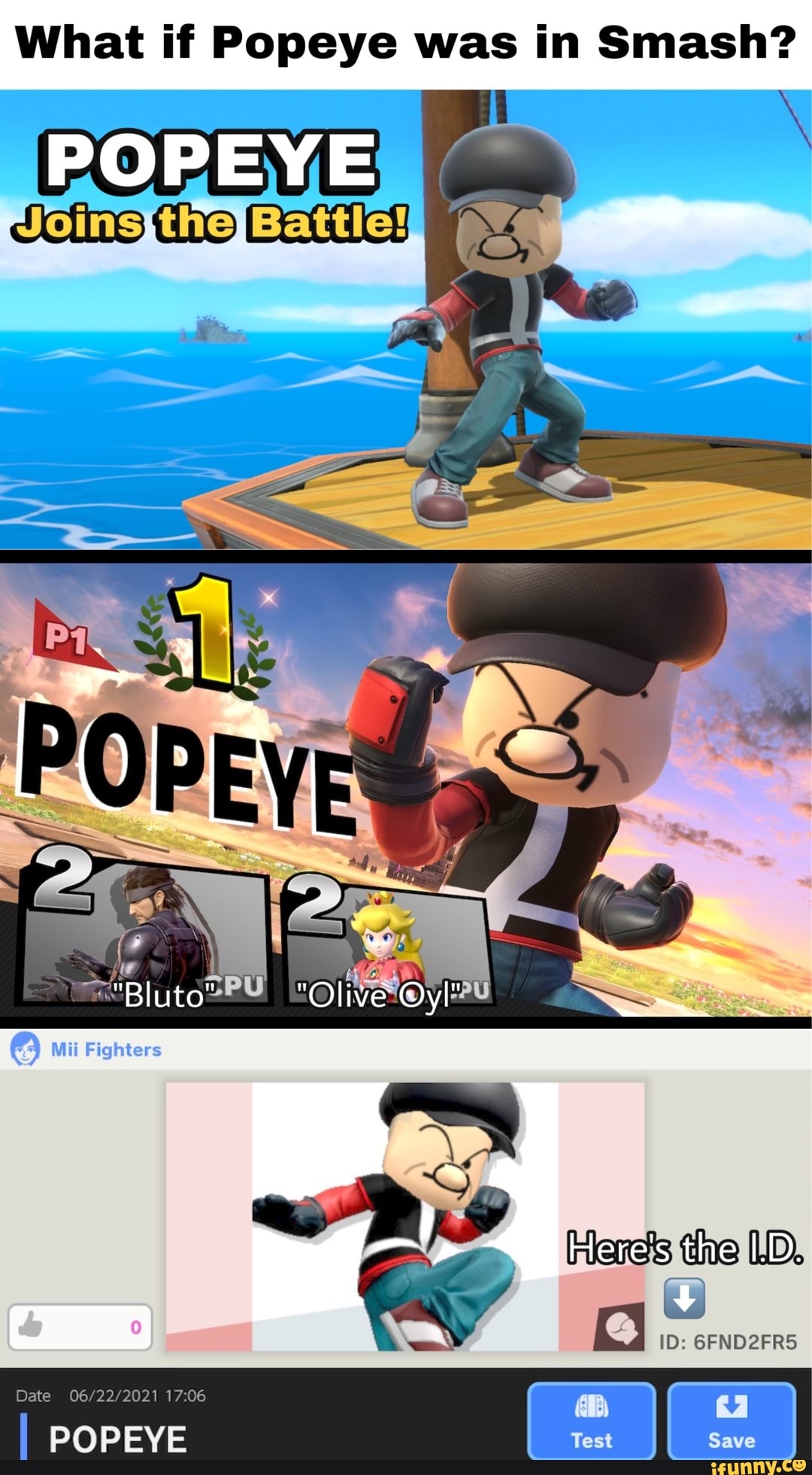 What if Popeye was in Smash? POPEYE Joins the Here's the ID: 6FND2FR5 ...