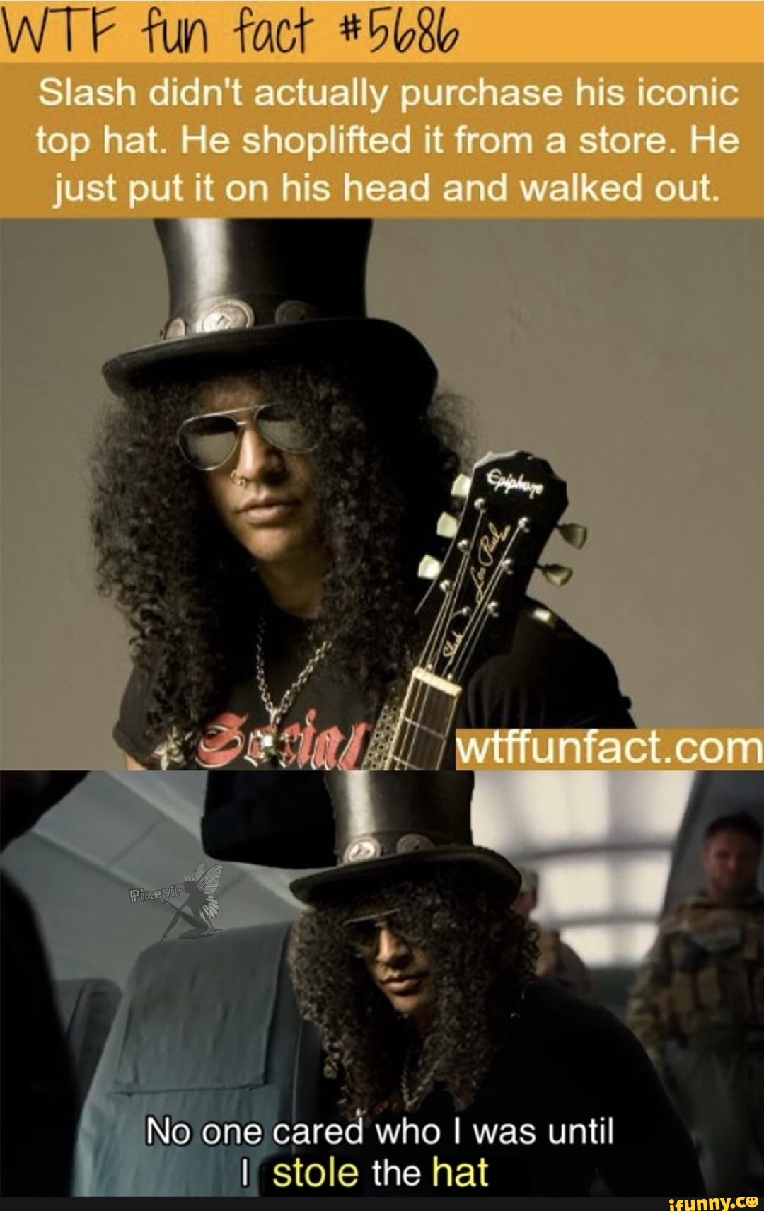Fun fact Slash didn't actually purchase his iconic top hat. He ...