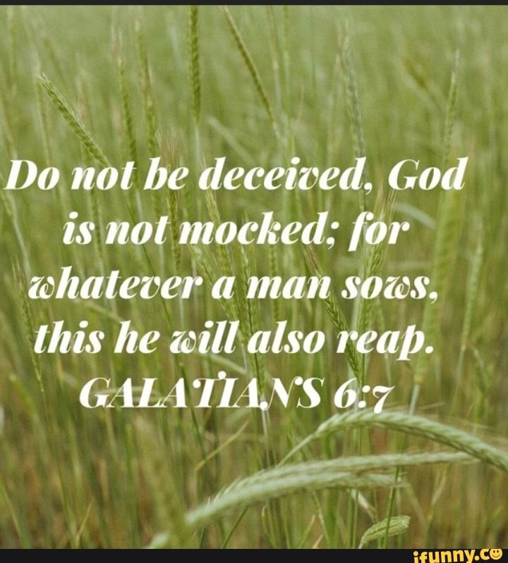 Do not be deceived, God is not mocked: for whatever man sows, this he ...