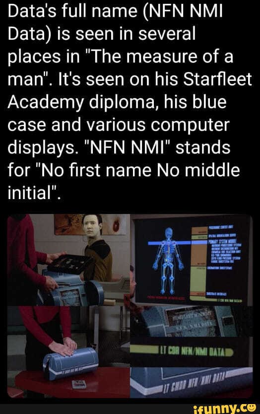 What ever his name is, he’s fully functional - Data's full name (NFN ...
