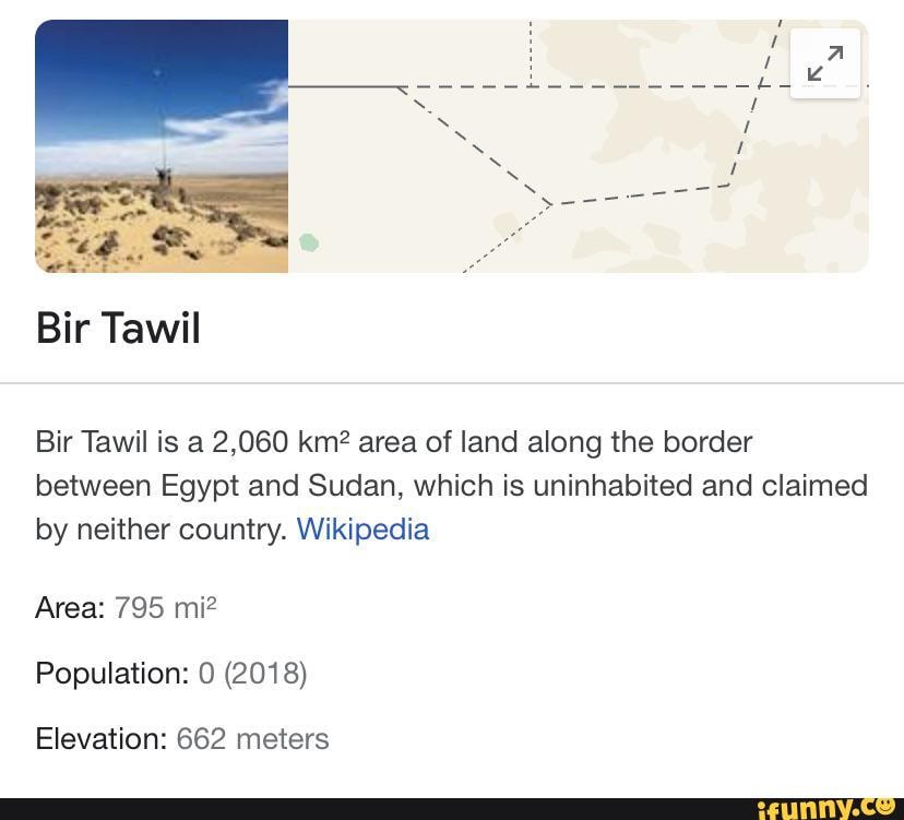 Bir Tawil Bir Tawil is a 2,060 km? area of land along the border ...