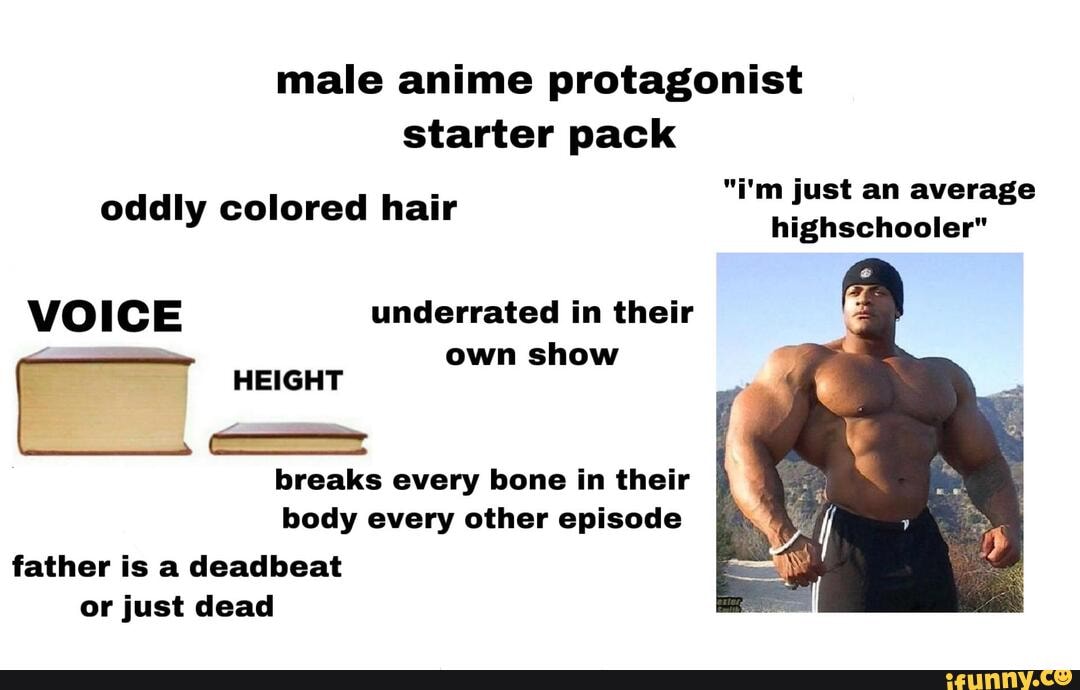 Male anime protagonist starter pack "i'm just an average highschooler ...