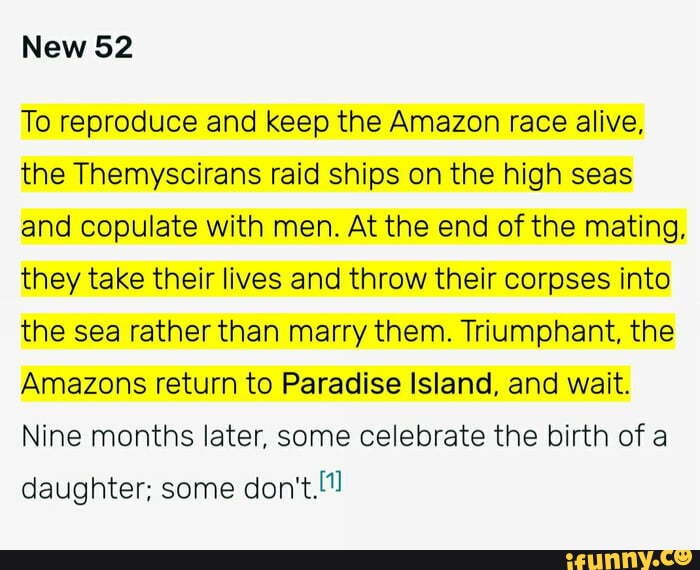 New 52 To reproduce and keep the Amazon race alive, the Themyscirans ...
