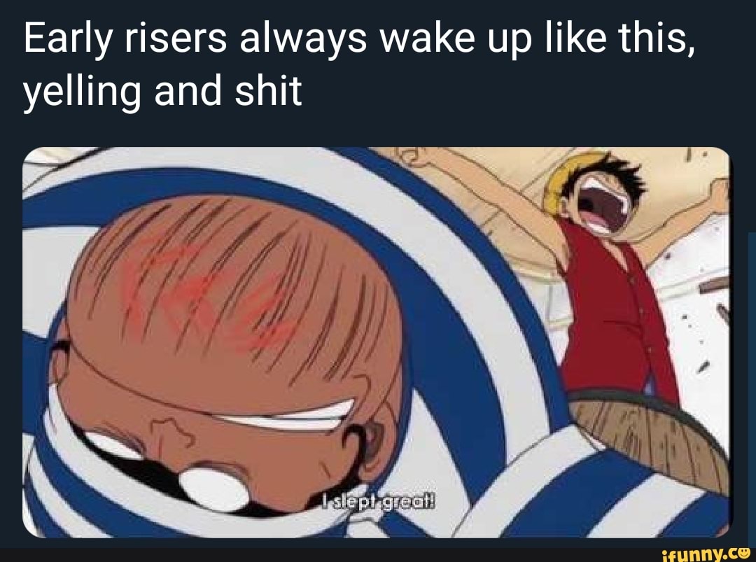 Early risers always wake up like this, yelling and shit - iFunny
