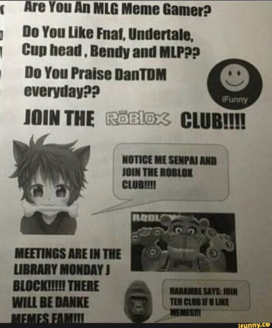 Are You An MLG Meme Gamer? Do You Like Fnaf, Undertale, I Cup head ...