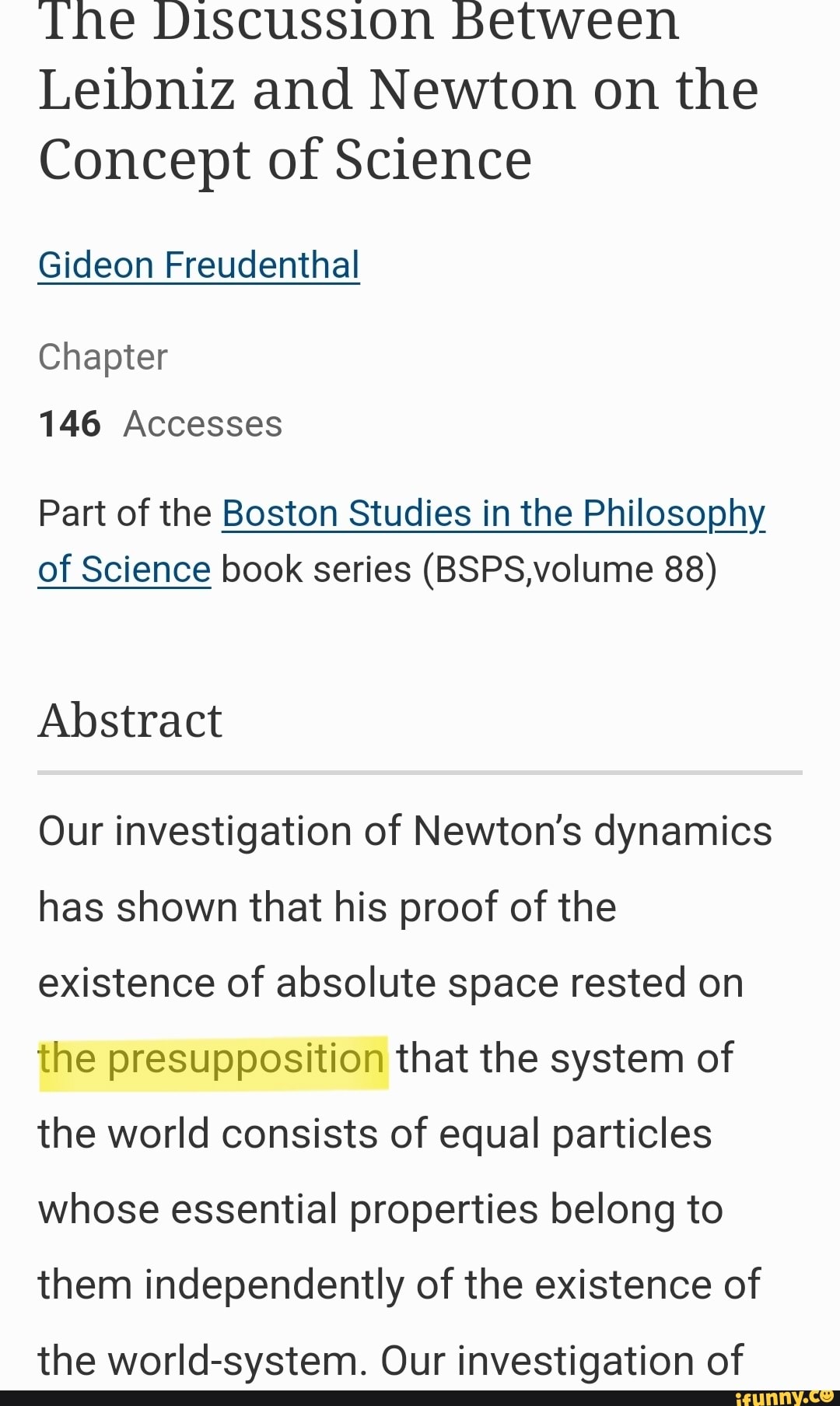 Ihe Discussion between Leibniz and Newton on the Concept of Science ...