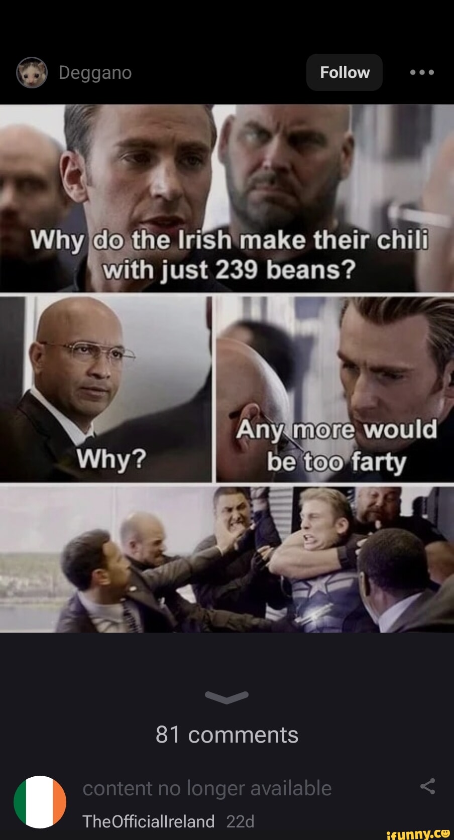 Follow Why the Irish make their chili with just 239 beans? be would Why ...