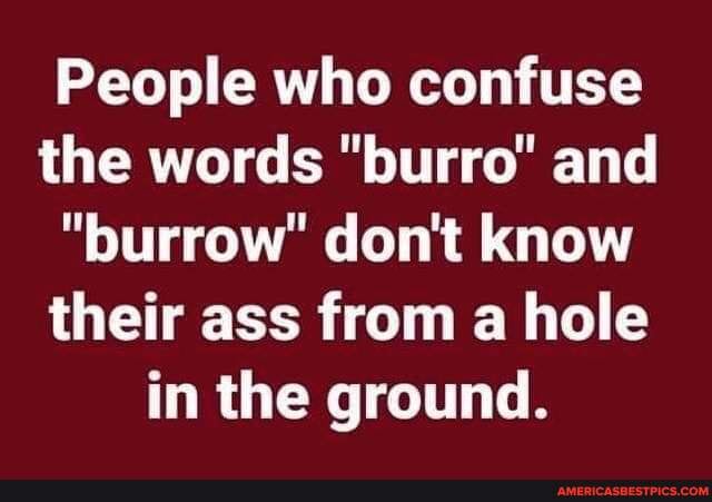 People who confuse the words "burro and "burrow' don't know their ass ...