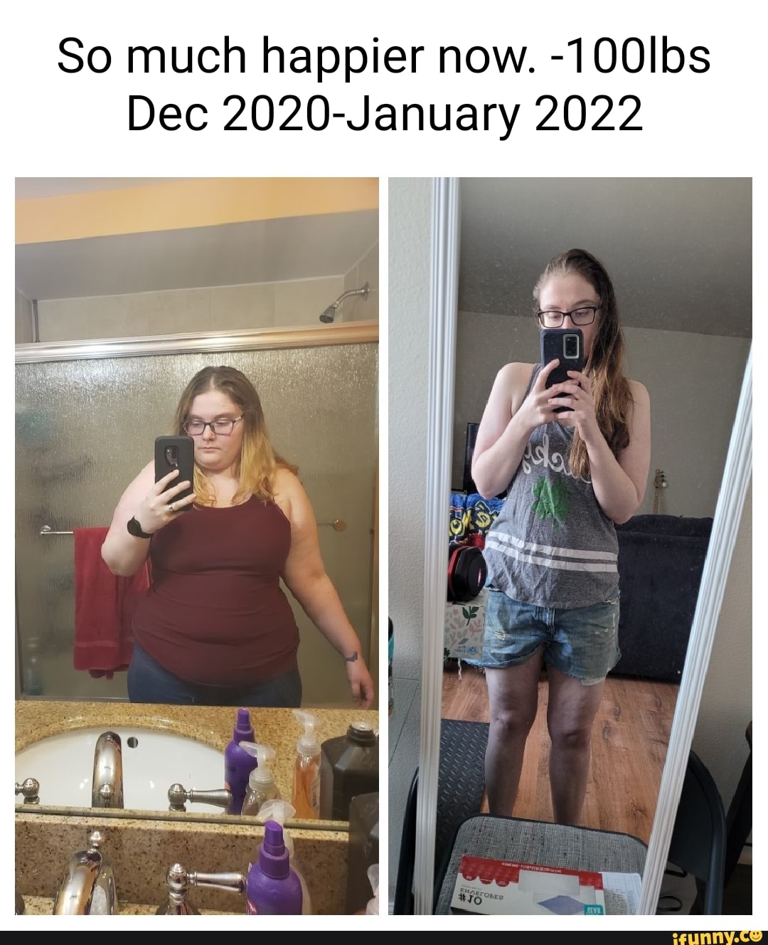 So much happier now. -100Ibs Dec 2020-January 2022 - iFunny