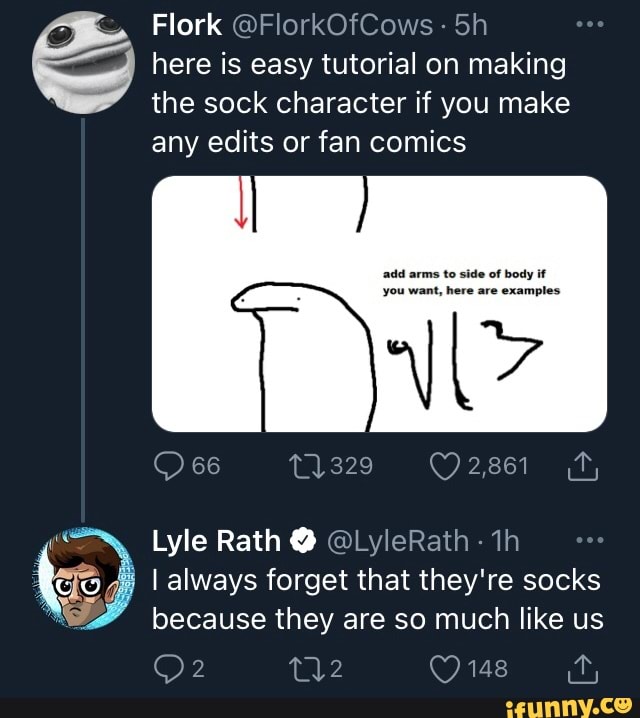 Flork @FlorkOfCows Sh ere is easy tutorial on making he sock character ...