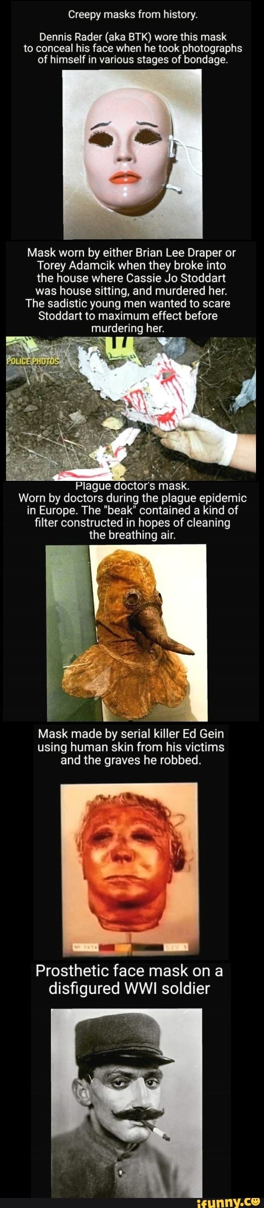 Creepy masks from history. Dennis Rader (aka BTK) wore (his mask to ...