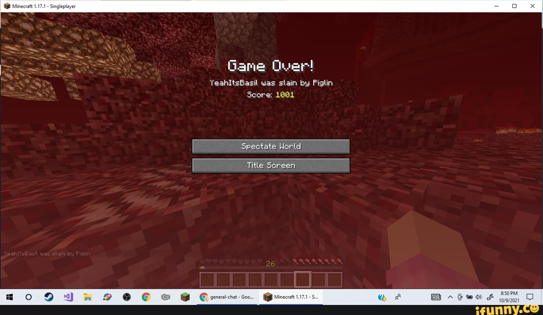 Game Querl YeahItsBasil was slain by Piglin Score: Spectate World Title ...