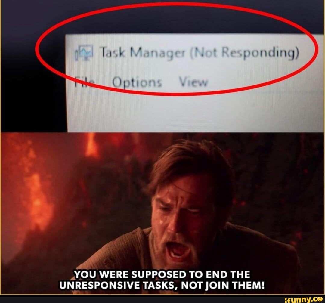 YOU WERE SUPPOSED TO END THE UNRESPONSIVE TASKS, NOT JOIN THEM! - iFunny