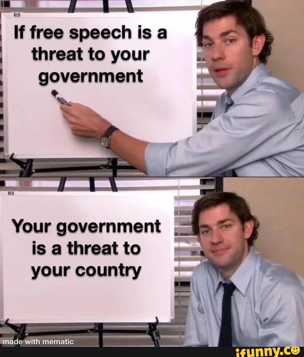 If free speech is a threat to your government Your government is a ...