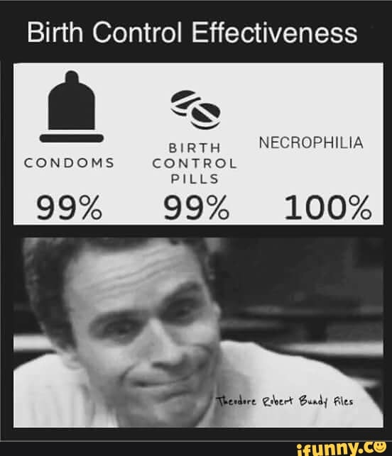 Birth Control Effectiveness NECROPHILIA CONDOMS CONTROL 99% 99% 100% ...