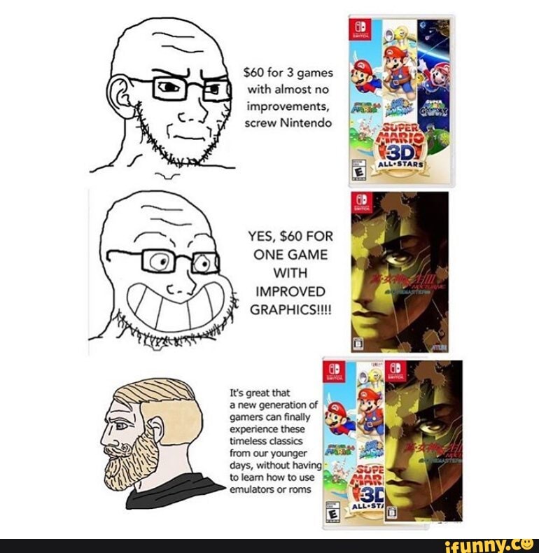 $60 for 3 games with almost no improvements, screw Nintendo YES, $60 ...