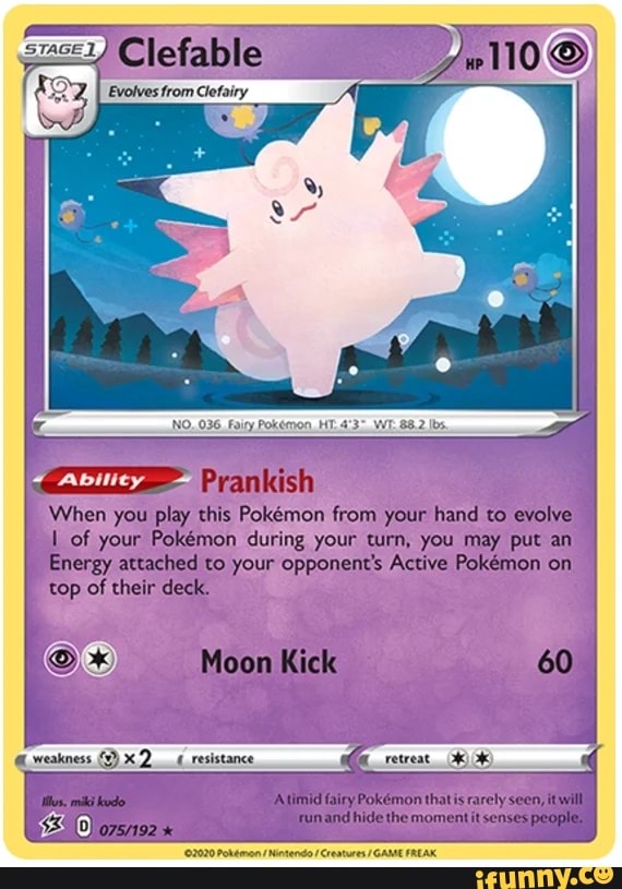 Clefable Evolves from Clefairy When you play this Pokemon from your ...