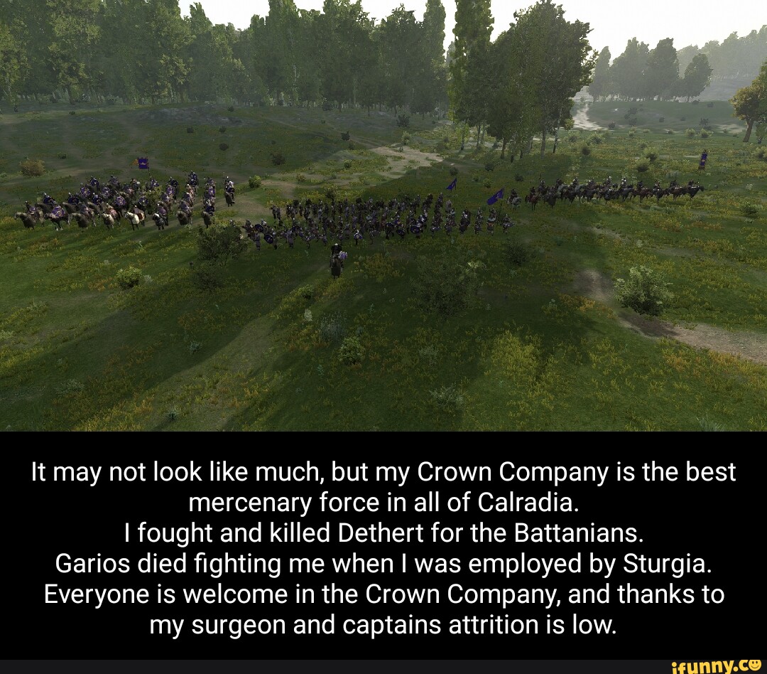 It may not look like much, but my Crown Company is the best mercenary ...