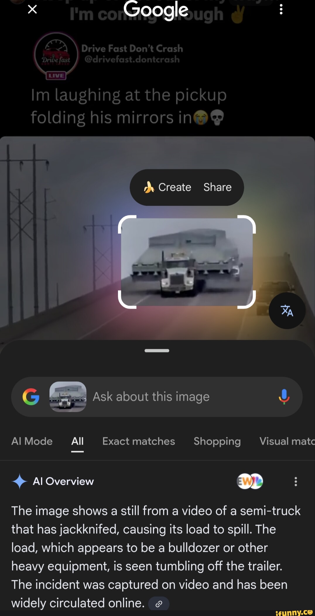 X Google \ Drive Fast Don't Crash Im laughing at the pickup folding his ...