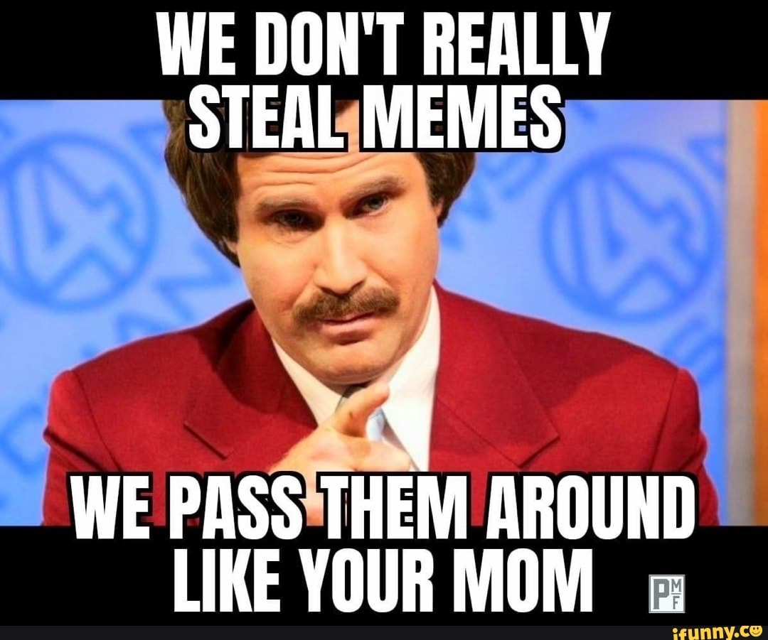 WE DON'T REALLY STEAL MEMES WE PASS THEM AROUND LIKE YOUR MOM - iFunny