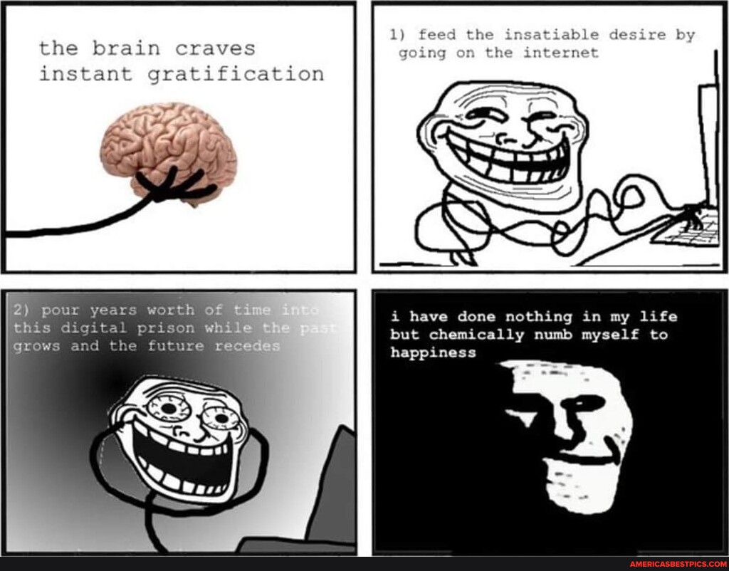 The brain craves instant gratification 2) pour years worth Of this di ...