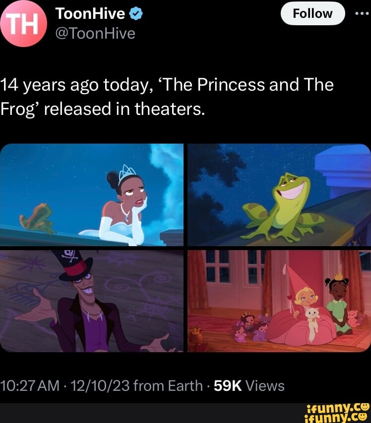 ToonHive @ToonHive 14 years ago today, 'The Princess and The Frog ...