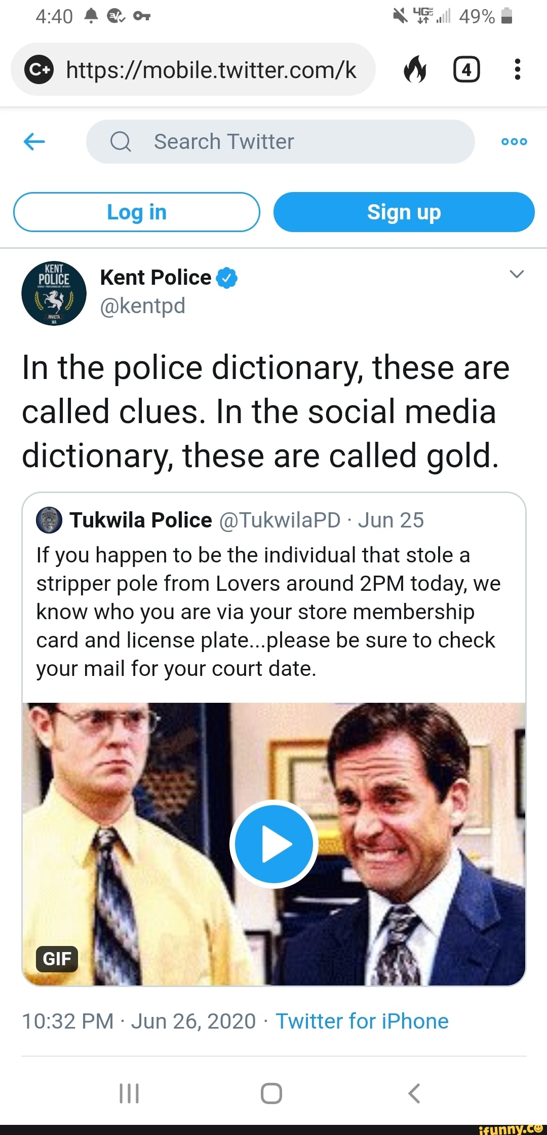 & oF ll 49% @ @ : Search Twitter 000 Kent Police @ vv @kentpd In the ...