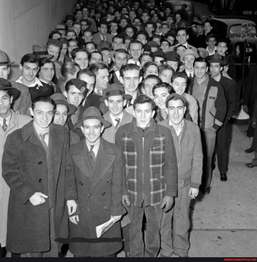 The day after Pearl Harbor, December 8, 1941: Early arrivals waiting ...