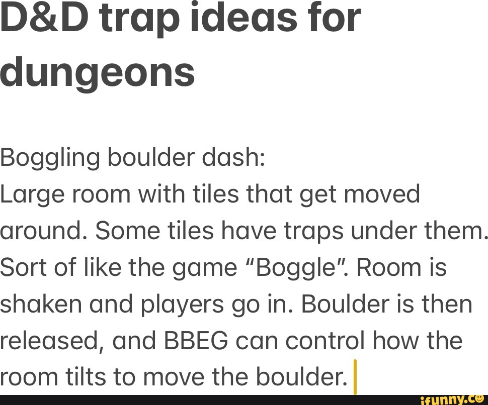 Trap ideas for dungeons Boggling boulder dash: Large room with tiles ...