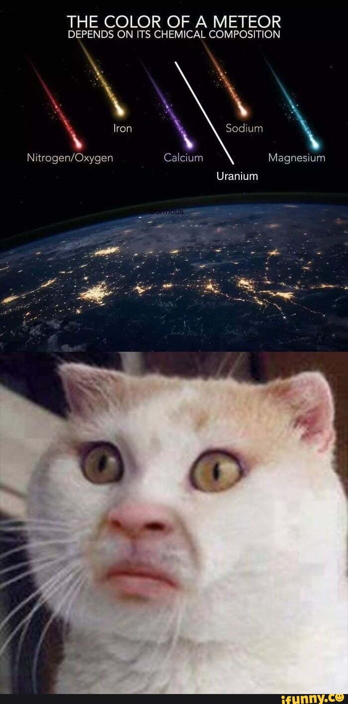 THE COLOR OF A METEOR DEPENDS ON ITS CHEMICAL COMPOSITION Iron ...